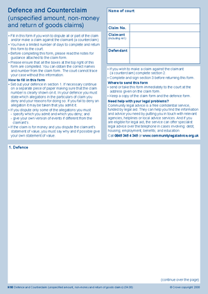 N1 claim form - fffff - N1 Claim form (CPR Part 7) (06) © Crown ...