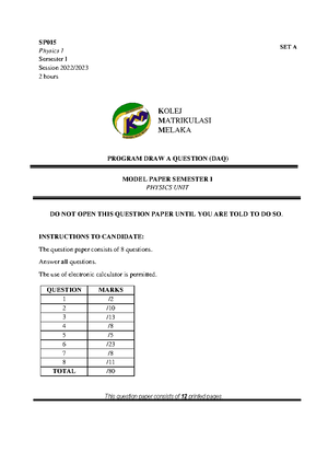 SP015 Pre-Lab Module Answer - EXPERIMENT 1: MEASUREMENT AND UNCERTAINTY ...