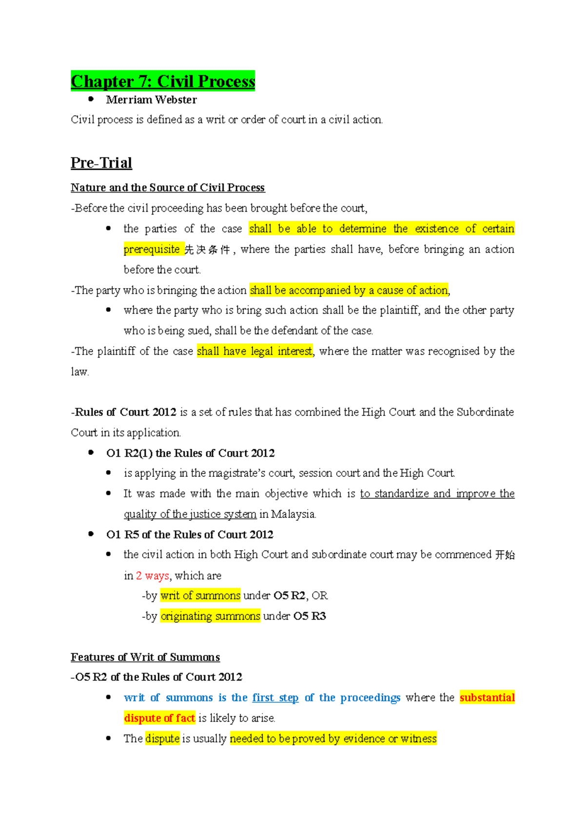 Civil Process - goodluck - Chapter 7: Civil Process Merriam Webster ...