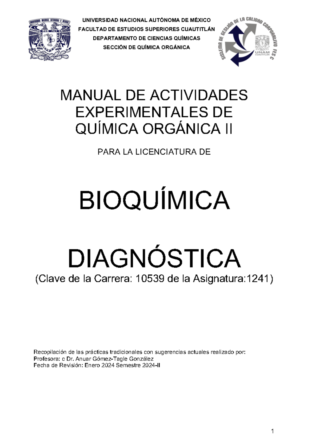 2024-II BQD Manual de Laboratorio de Qu-mica Org-nica II - UNIVERSIDAD NACIONAL AUTÓNOMA DE ...