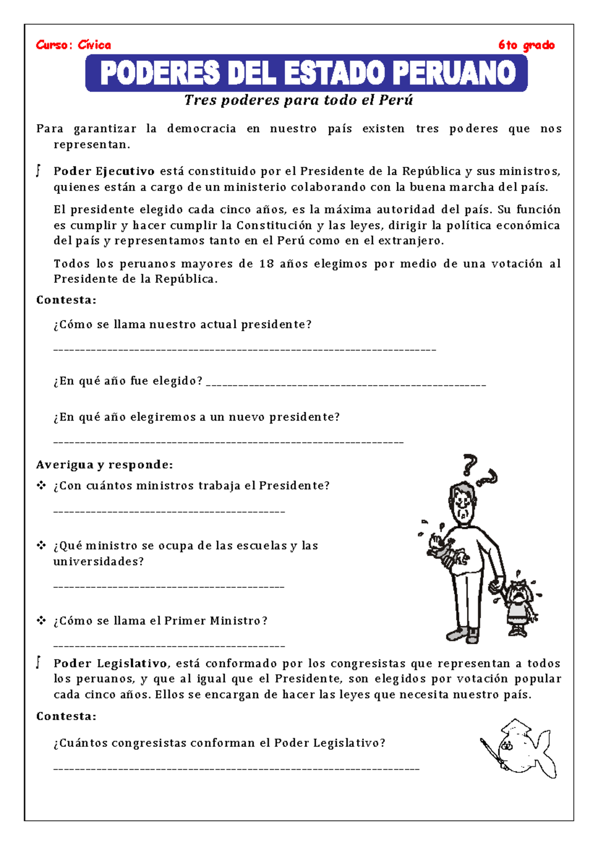 Poderes del Estado Peruano - Curso: Cívica 6to grado Circulo Educativo ...