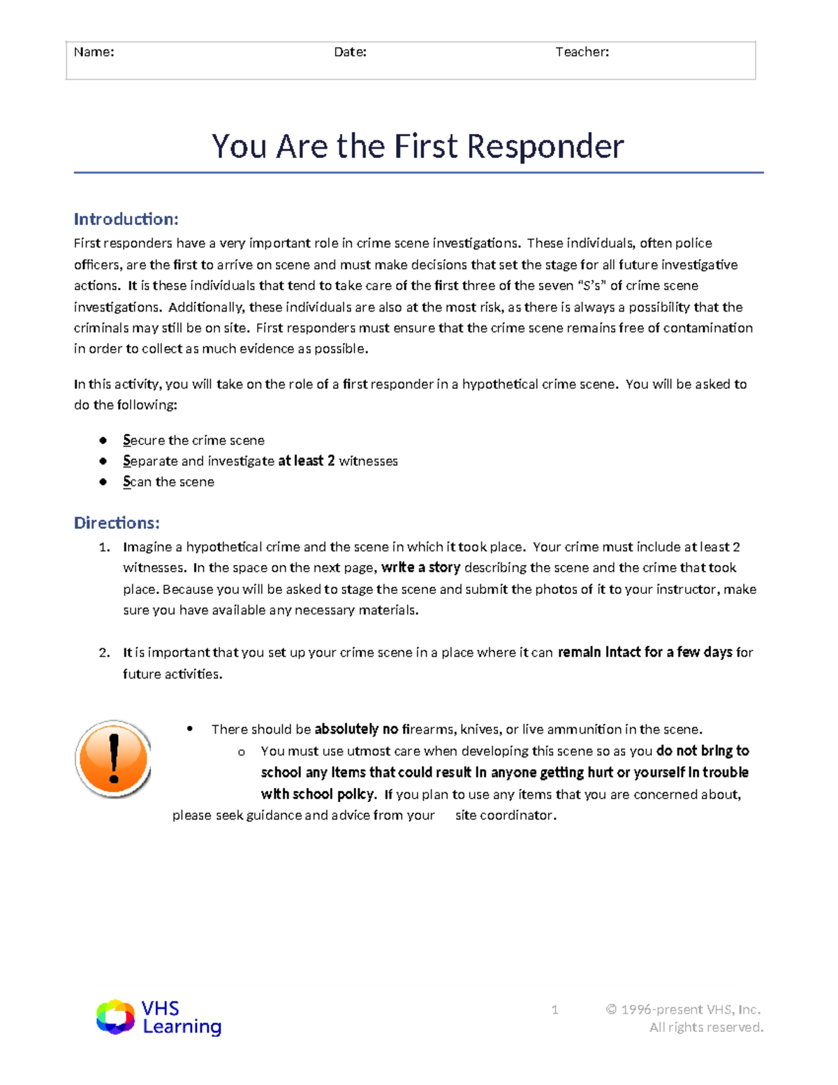 02 03 first responder - Notes and Answers - You Are the First Responder ...