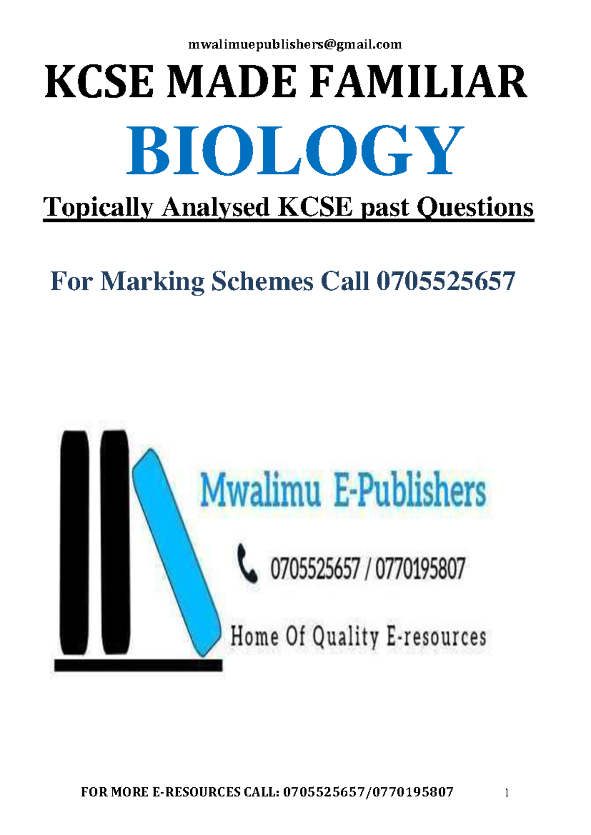 KCSE Biology MADE Familiar - KCSE MADE FAMILIAR BIOLOGY Topically ...