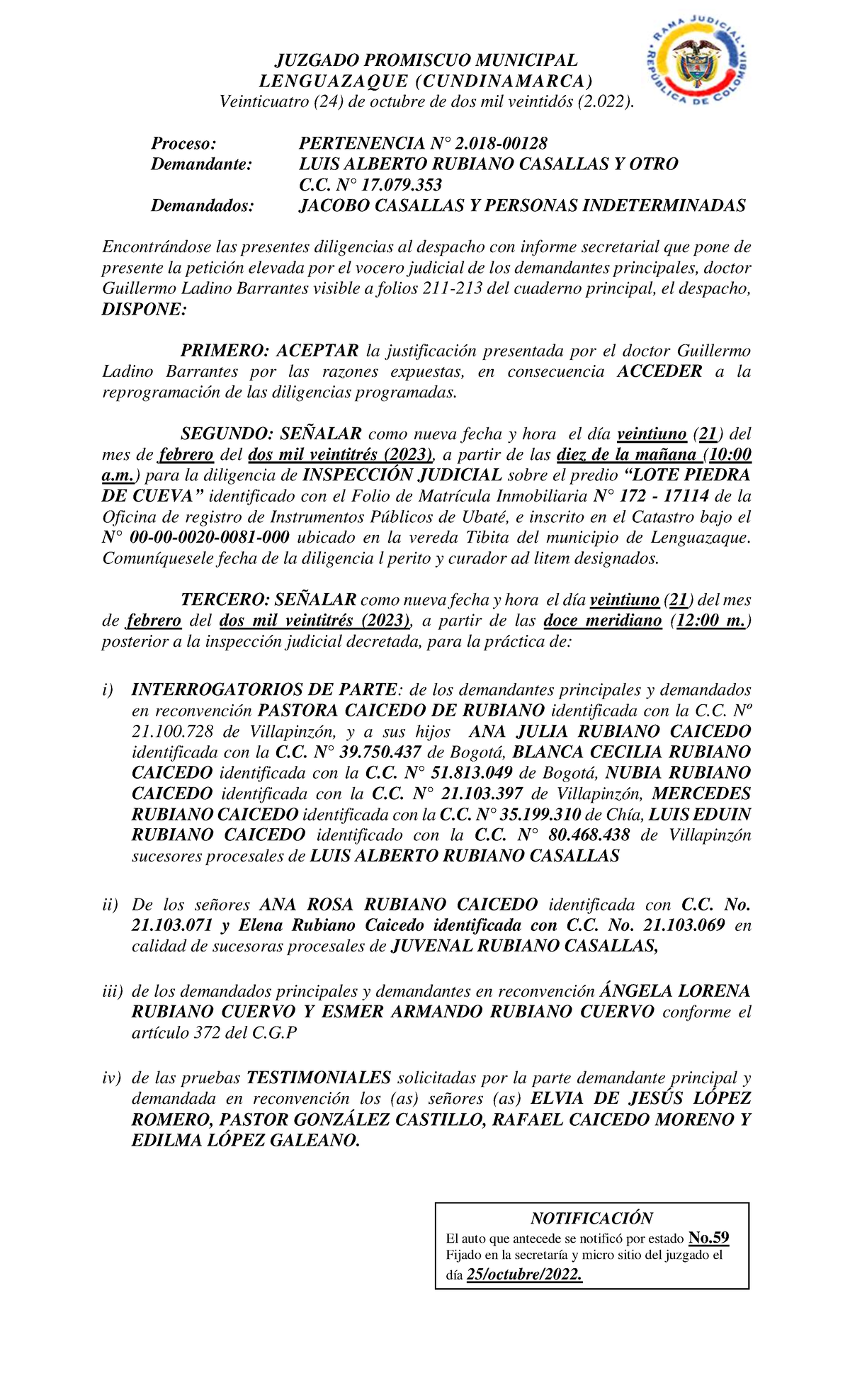9.Pertenencia-2018-00128 - JUZGADO PROMISCUO MUNICIPAL LENGUAZAQUE ...