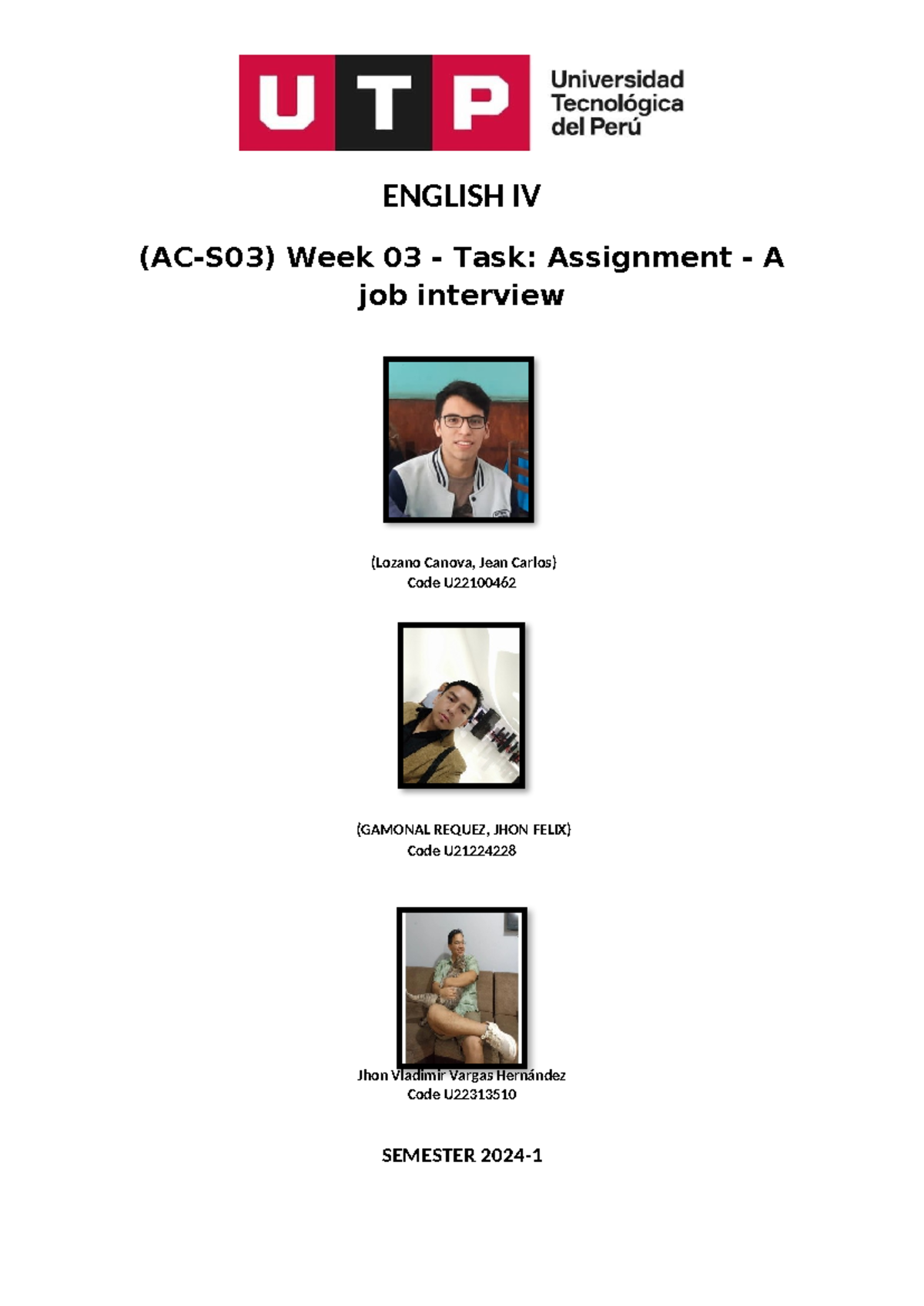 (AC-S03) Week 03 - Task Assignment - A job interview - Ingles IV - ENGLISH IV (AC-S03) Week 03 ...