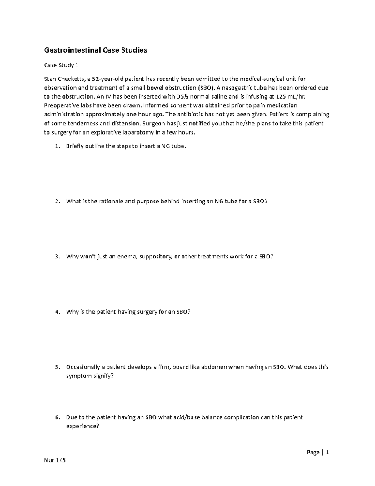 Gastrointestinal Case Study - Gastrointestinal Case Studies Case Study ...