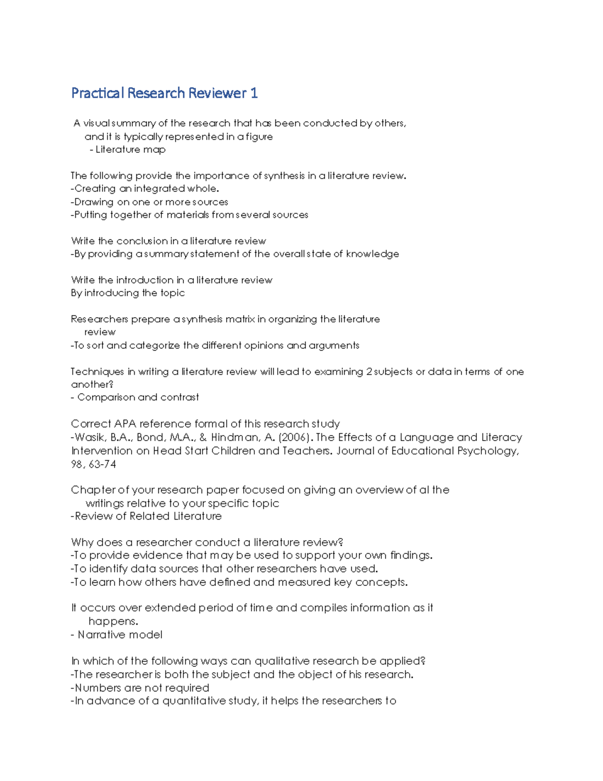 PR1-reviewer-3rd-q - Reviewer for pr1 quarter 1 - PracƟcal Research ...