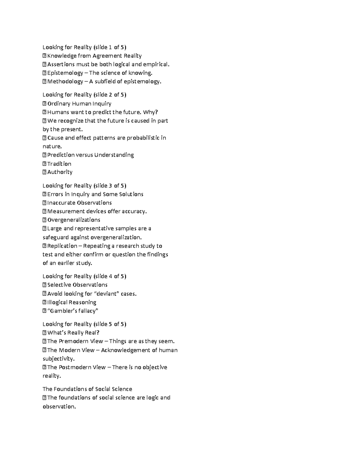 Chapter 4 Human Inquiry AND Science - Looking for Reality (slide 1 of 5 ...