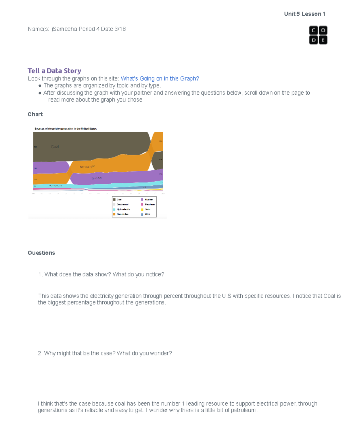 Activity Guide - Learning From Data - Unit 5 Lesson 1 - Unit 5 Lesson 1 ...