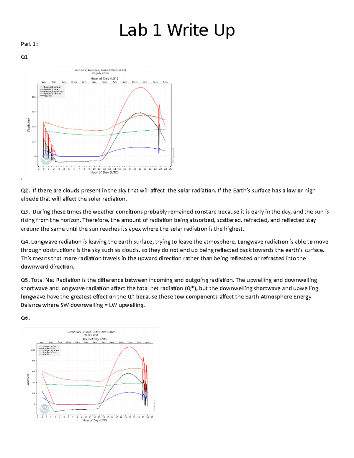 Lab 1 - Energy and Climate Change - Lab 1 Write Up Part 1: Q . Q2. If ...
