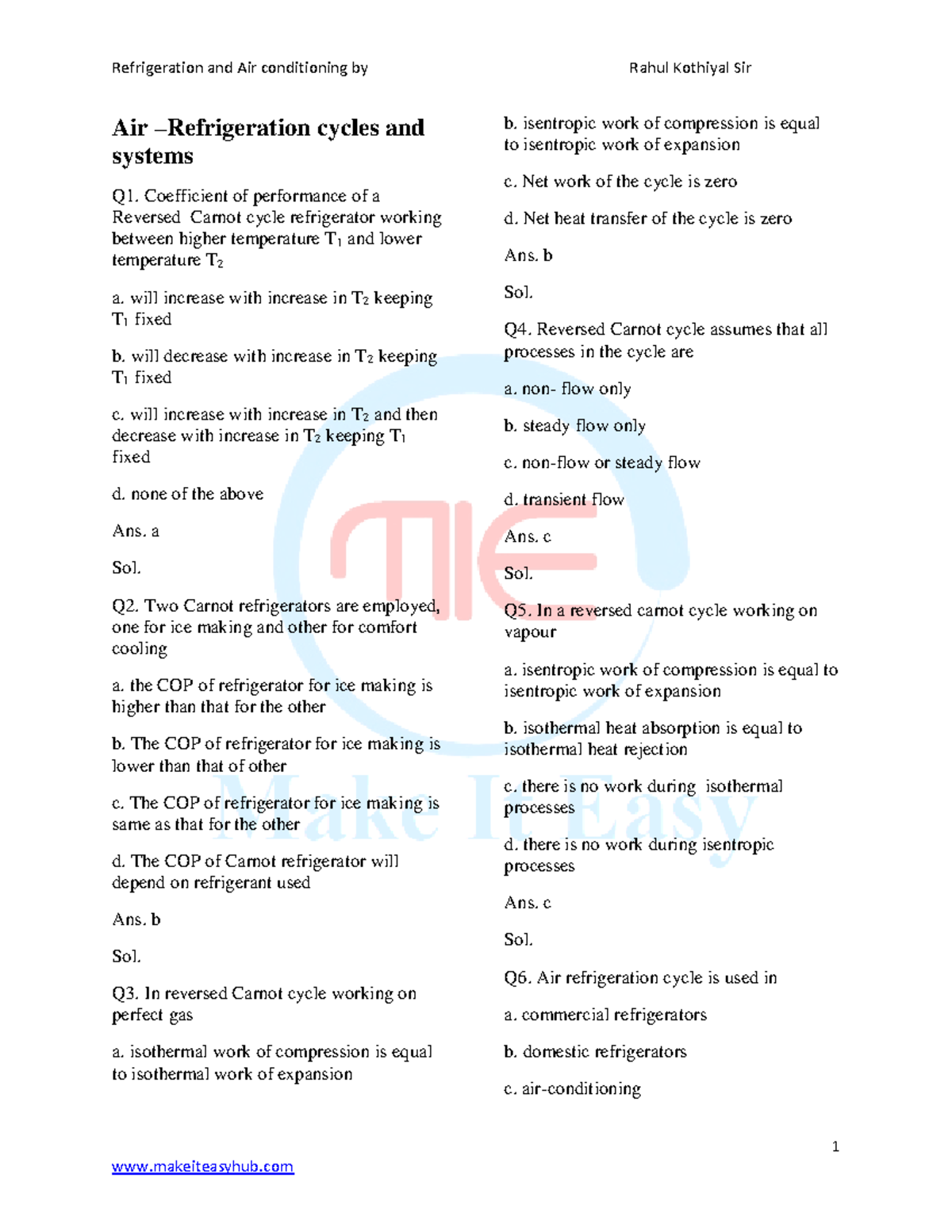 025cefea 10d9d-Refrigeration and Psychrometry Practice Question Bank ...