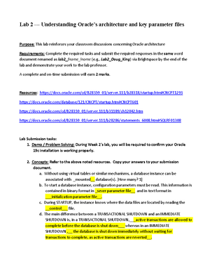 CST8276-Lab01 - ... - of Applied Arts and Technology CST8276 – Advanced Database Topics: Lab ...