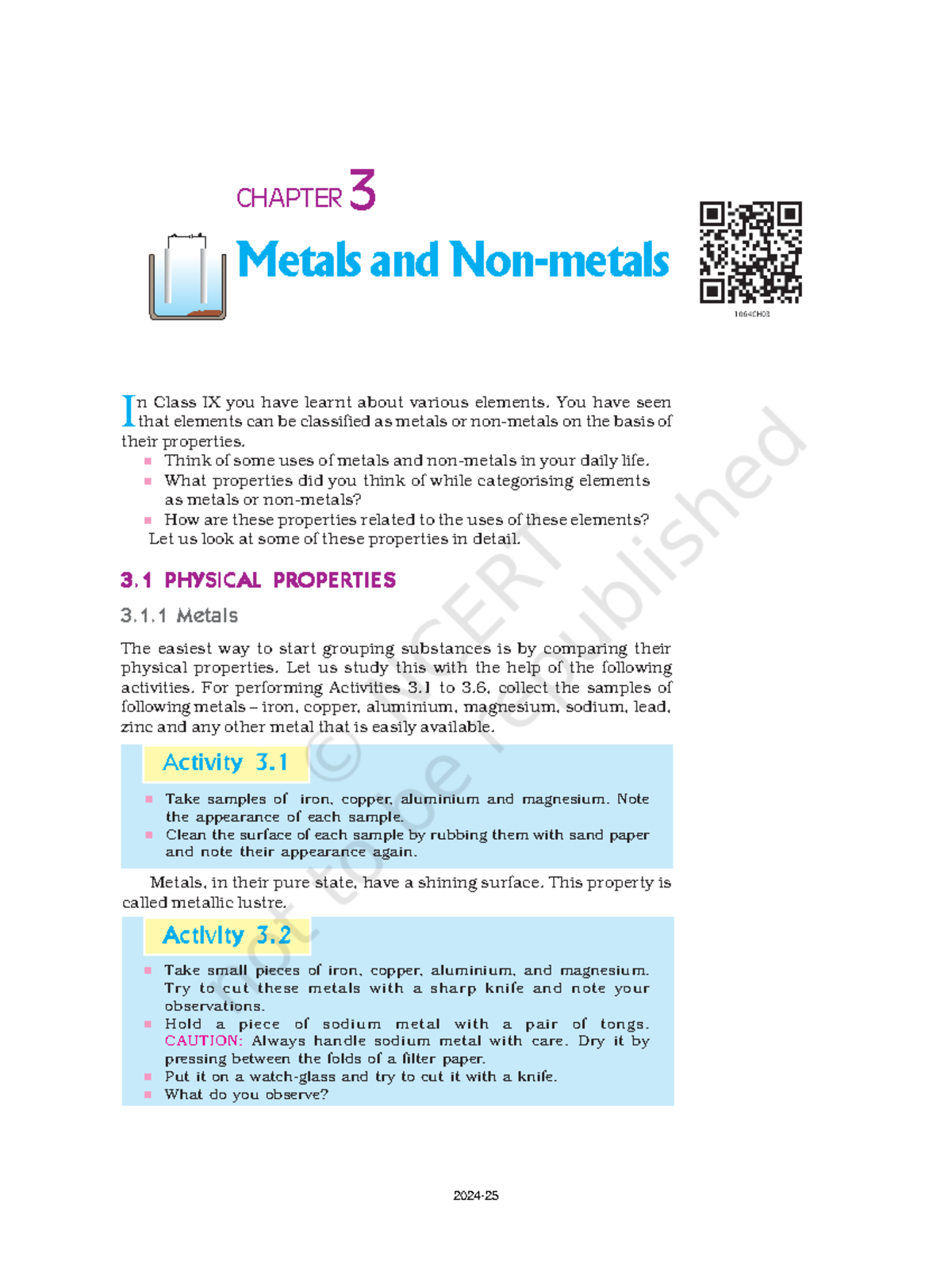 Jesc103 - science ch 3 - Metals and Non-metals CHAPTER 3 I n Class IX ...