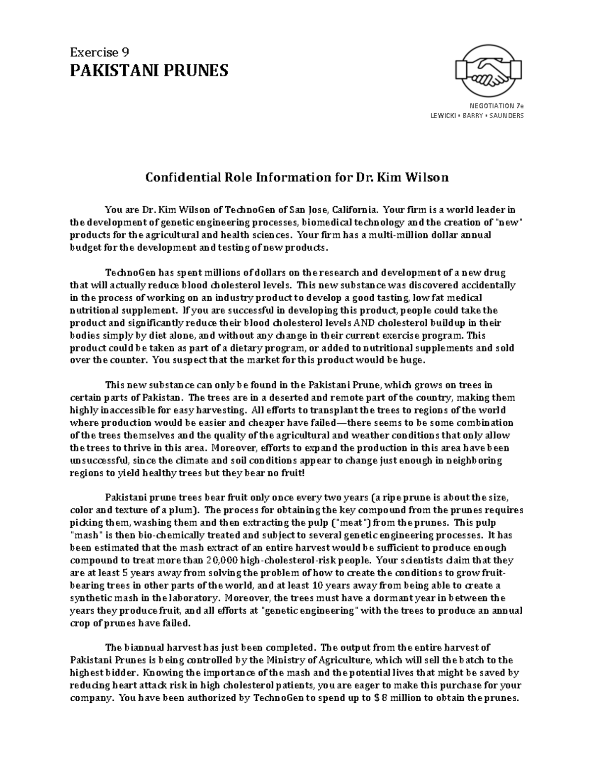 Exercise 9-Pakistani Prunes-Role-Wilson copy - Exercise 9 PAKISTANI ...