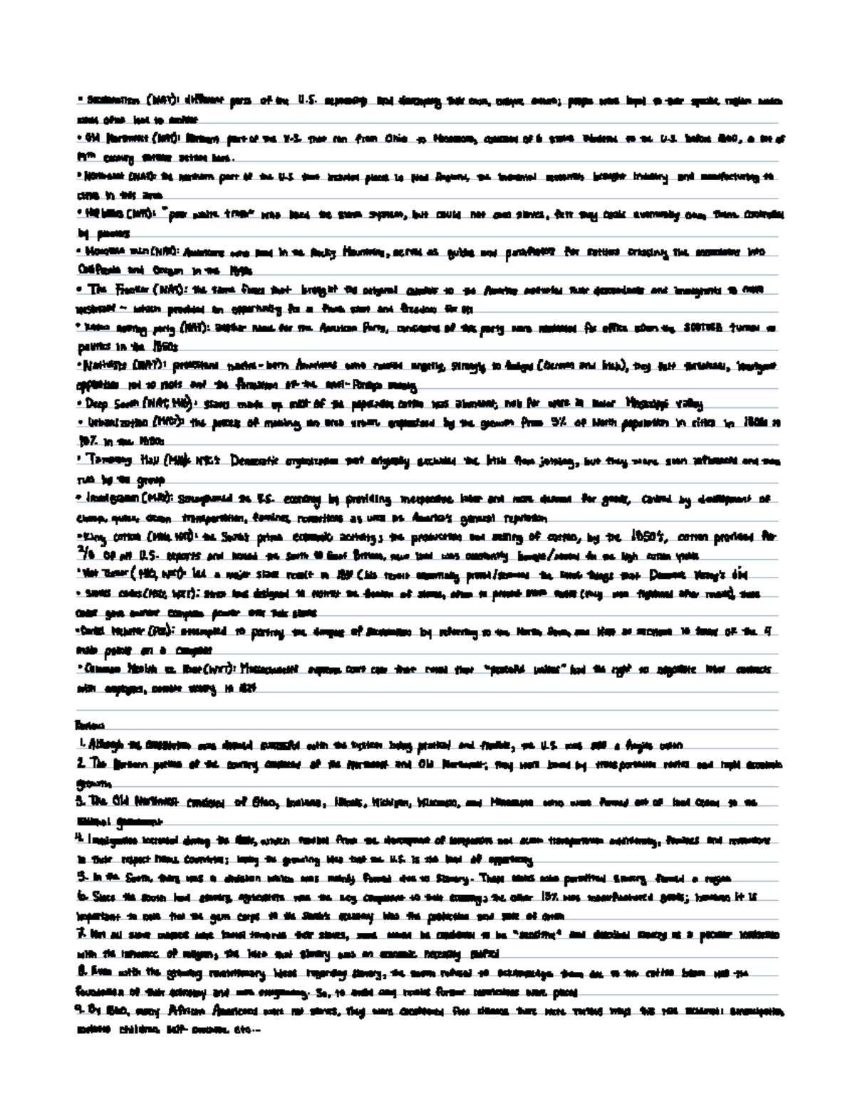 Chapter 9 Vocabulary and Review - Sectionalism (NAT) different parts of ...