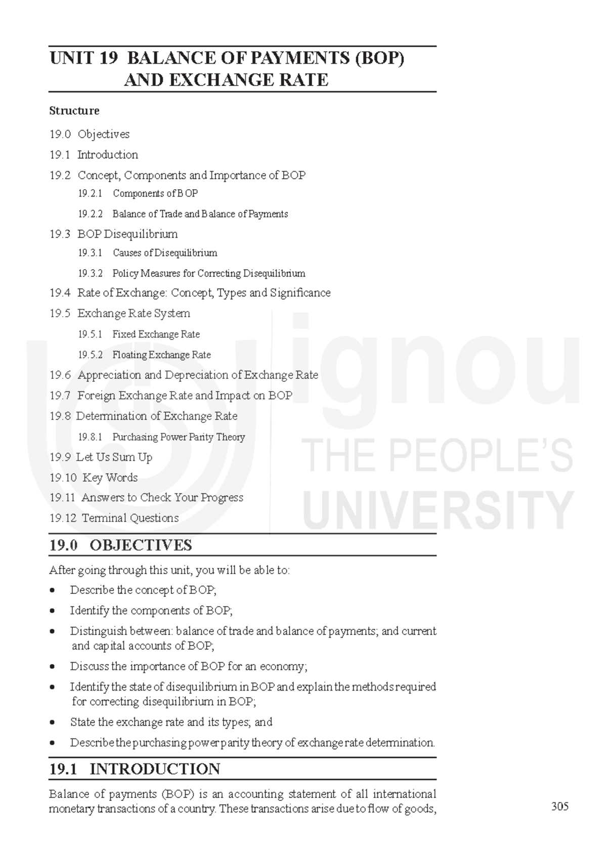 Unit-19 - Economics - 305 Balance of Payments (BOP) UNIT 19 BALANCE OF ...