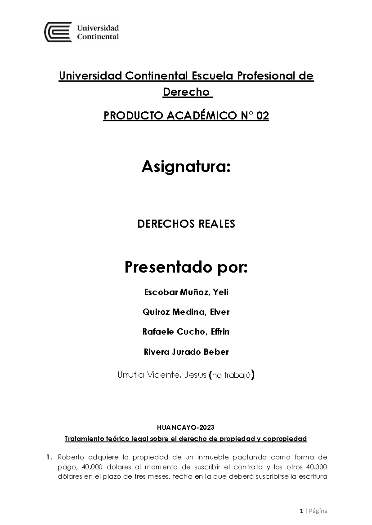 PA N° 02 - producto académico 2 de reales - Universidad Continental Escuela Profesional de ...