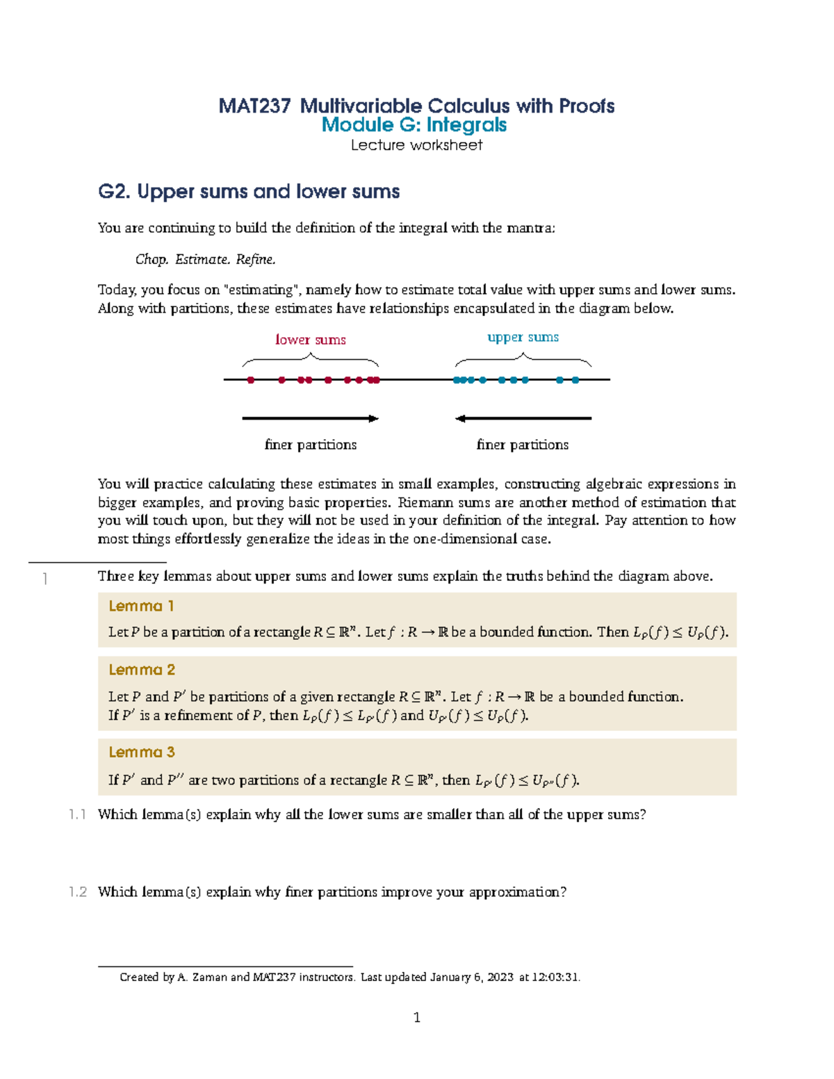 Mat237-g2-worksheet - study materials - MAT237 Multivariable Calculus ...
