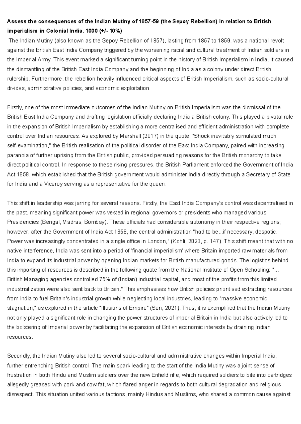 Modern History AT2 Essay Component - Assess the consequences of the ...