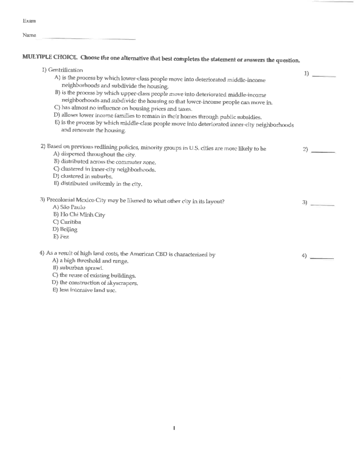 Geography Urbanization Practice Questions - SOCI 511 - Studocu