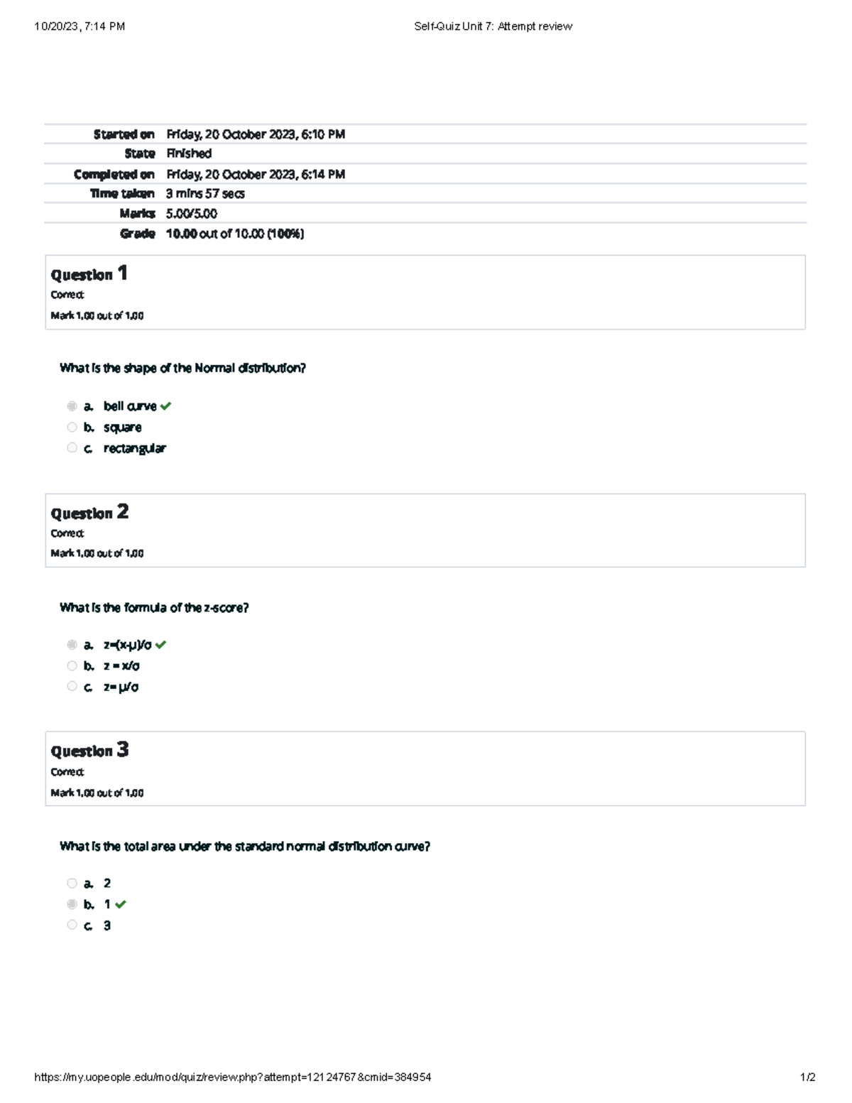 Self-Quiz Unit 7 Attempt review - 10/20/23, 7:14 PM Self-Quiz Unit 7 ...