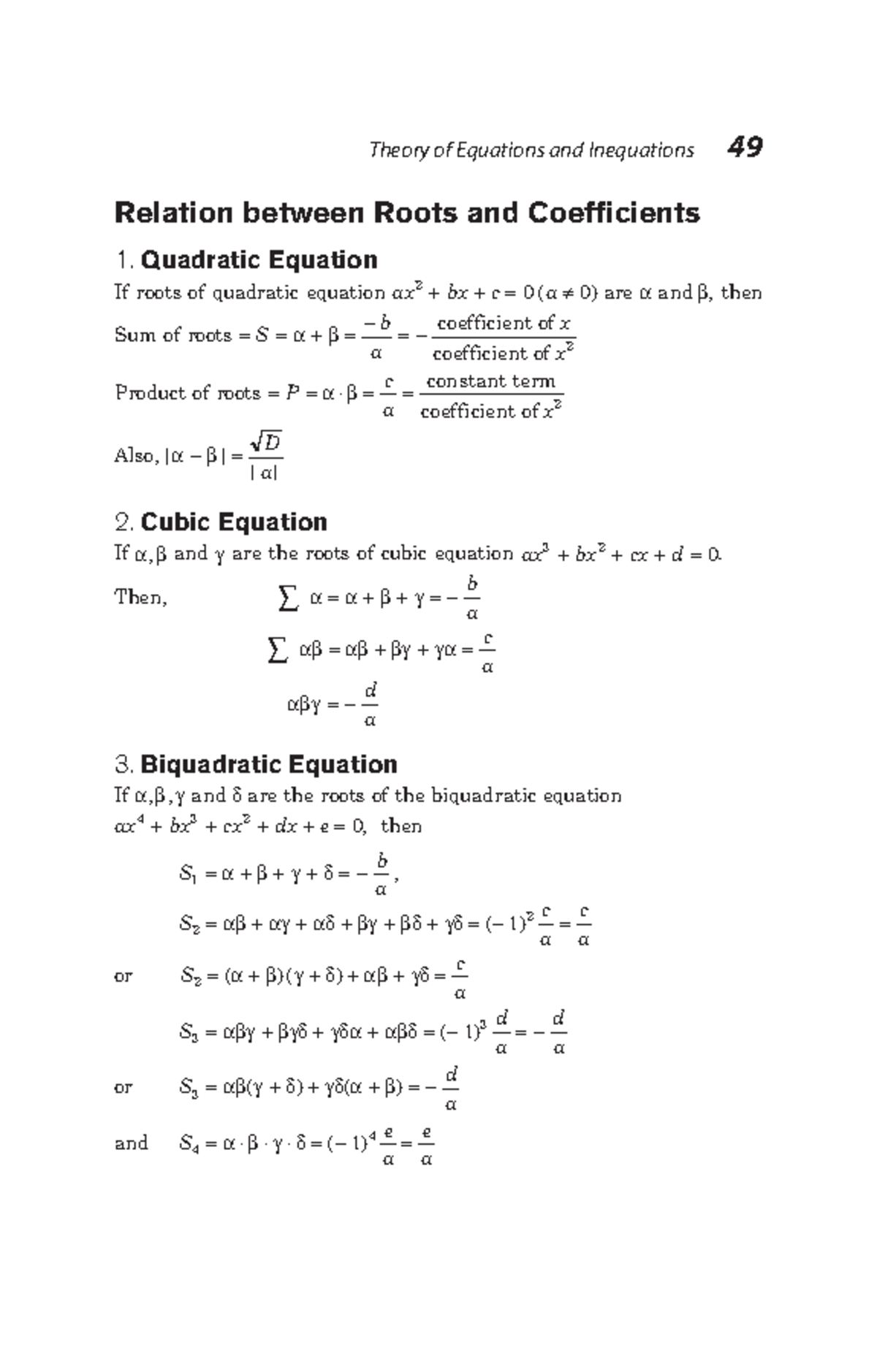 Mathematics Notes 8 Relation Between Roots And Coefficients 1