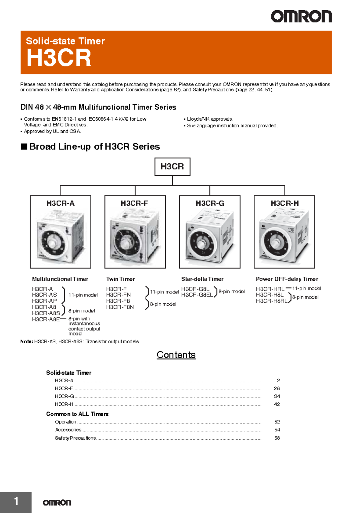 Datasheet Timer Omron H3CR Series - Solid-state Timer H3CR Please read ...