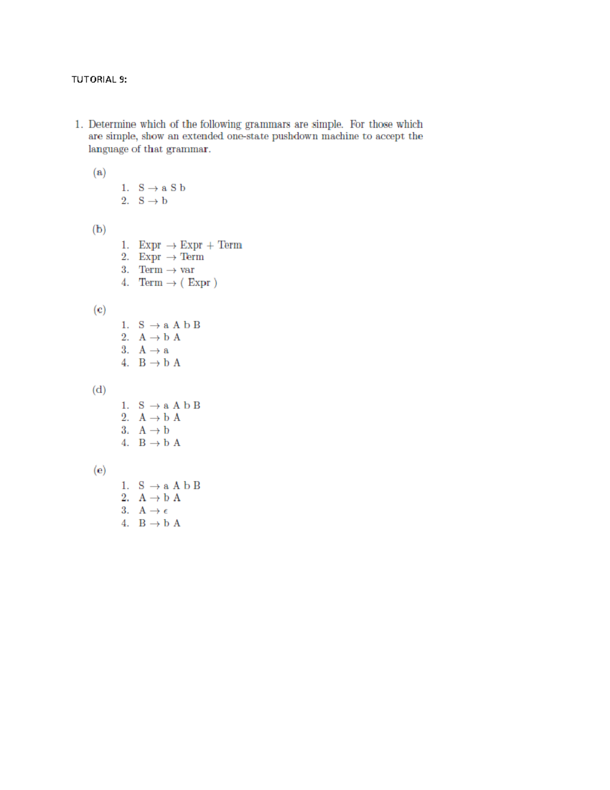 Tutorial 9 - principles of compiler - TUTORIAL 9: - Studocu