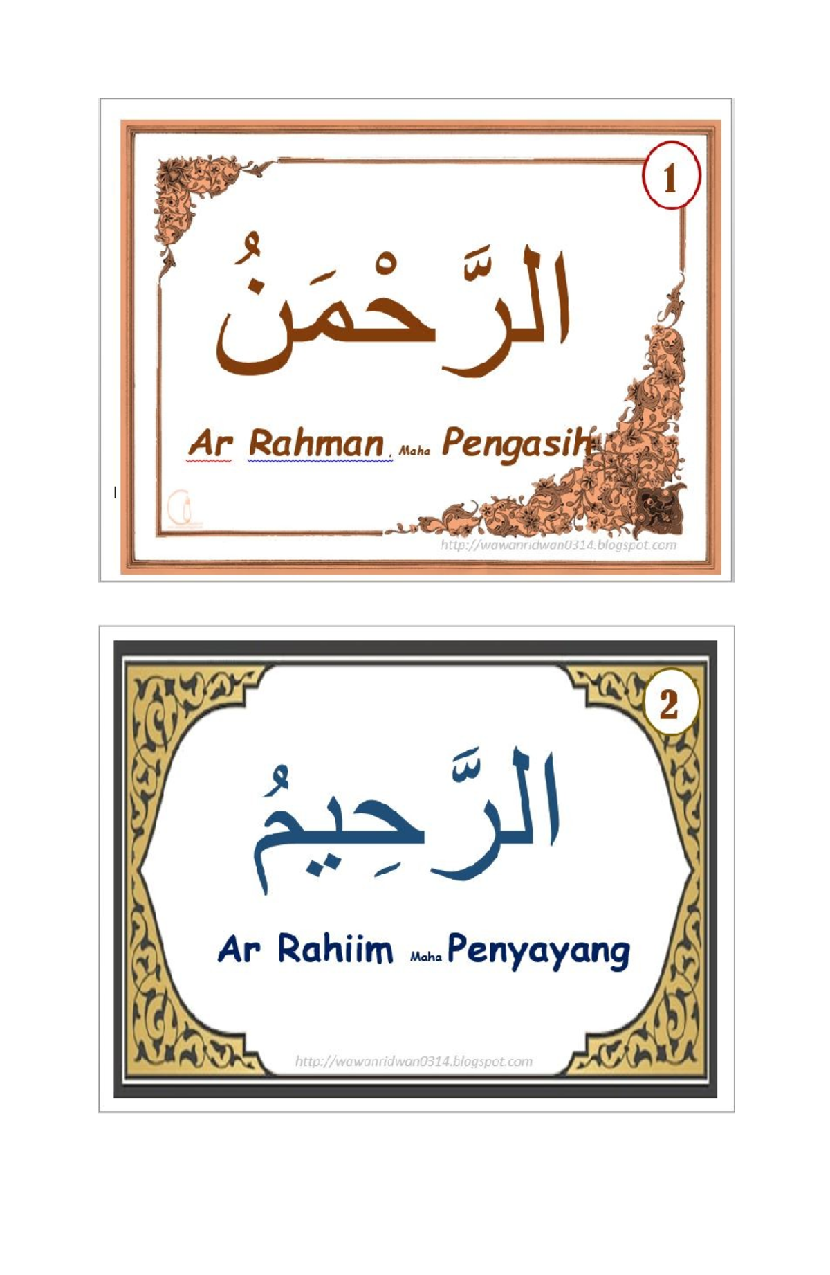 Asmaulhusna - HDYFYJFG - 1 Ar Rahman Maha Pengasih I 2 Ar Rahiim Maha ...