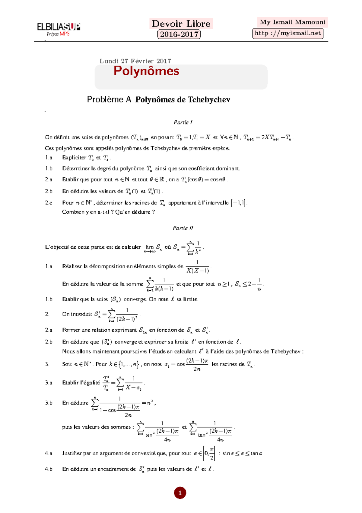 DL-poly - polynome - Devoir Libre 2016- My Ismail Mamouni http ...