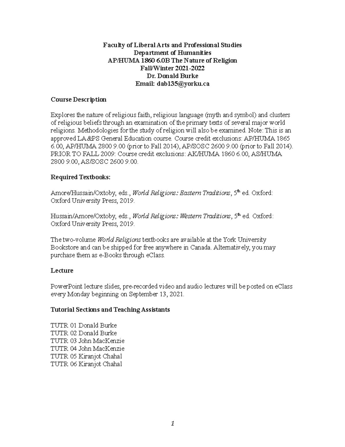 Course Syllabus 2021-2022 - Faculty of Liberal Arts and Professional ...