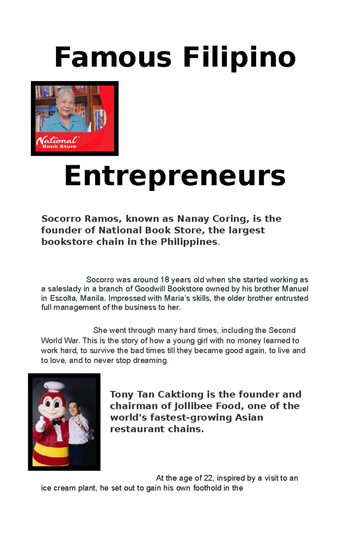 Sampaguita A1 Cawas Ericka - Famous Filipino Entrepreneurs Socorro ...