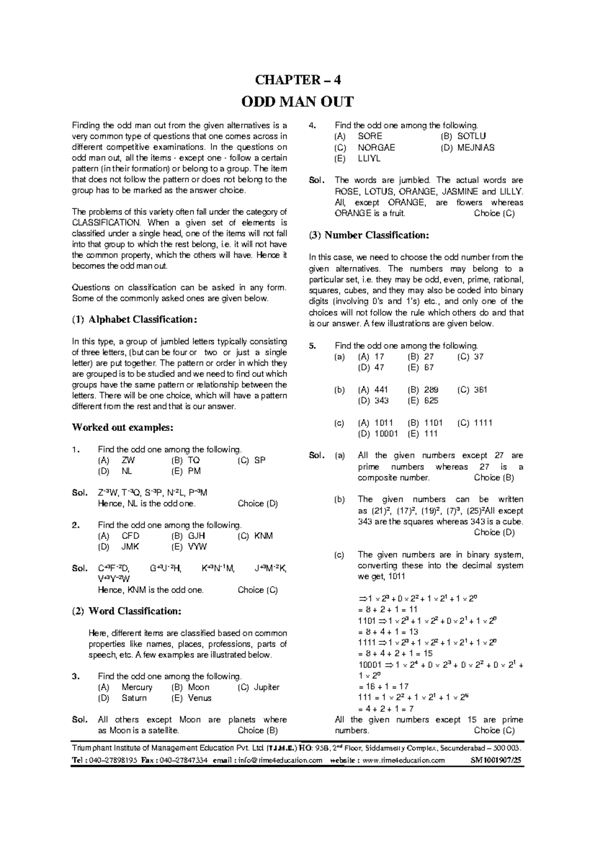 Chapter-4(Oddmanout) - Triumphant Institute of Management Education Pvt ...