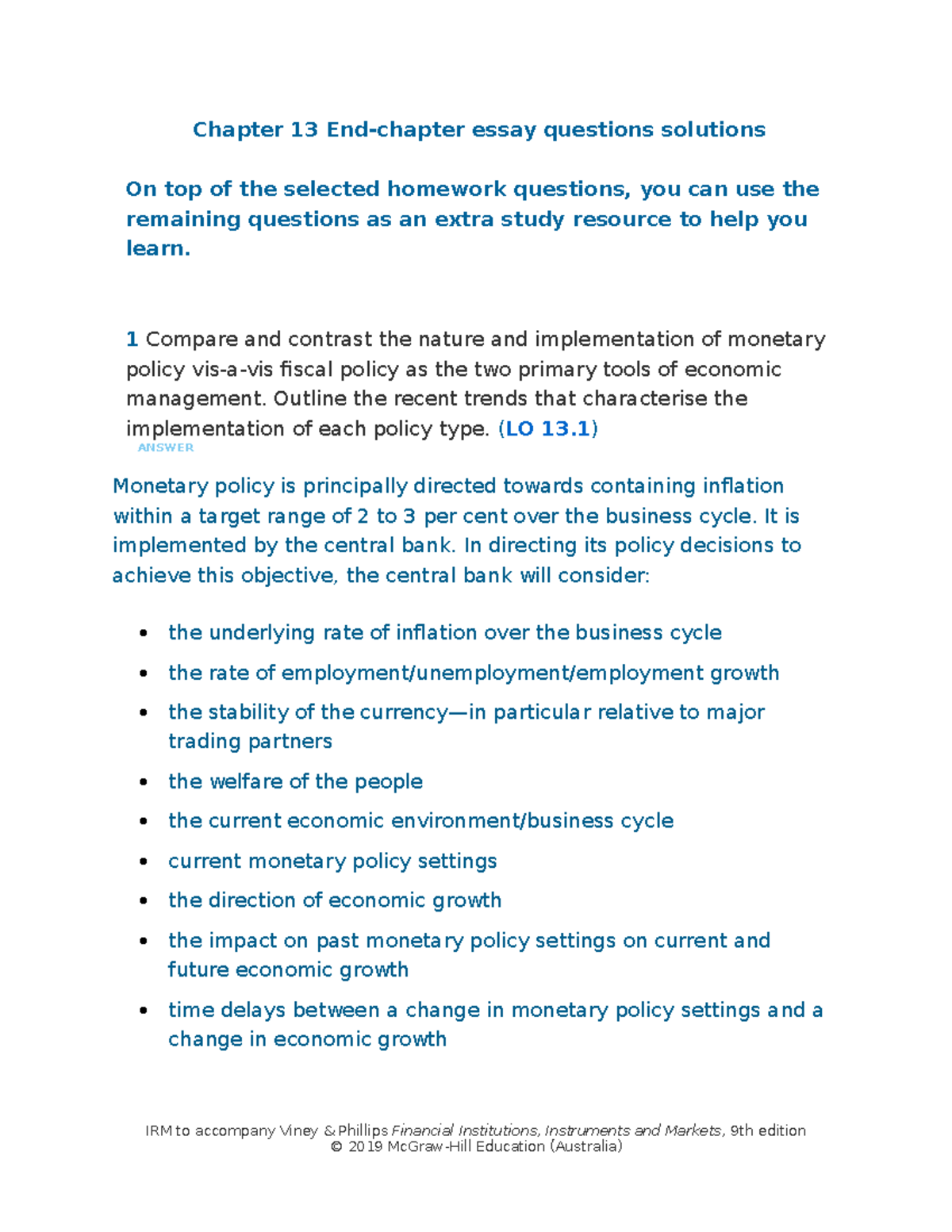 Chapter 13 end-chapter essay questions solutions - Chapter 13 End-chapter essay questions ...
