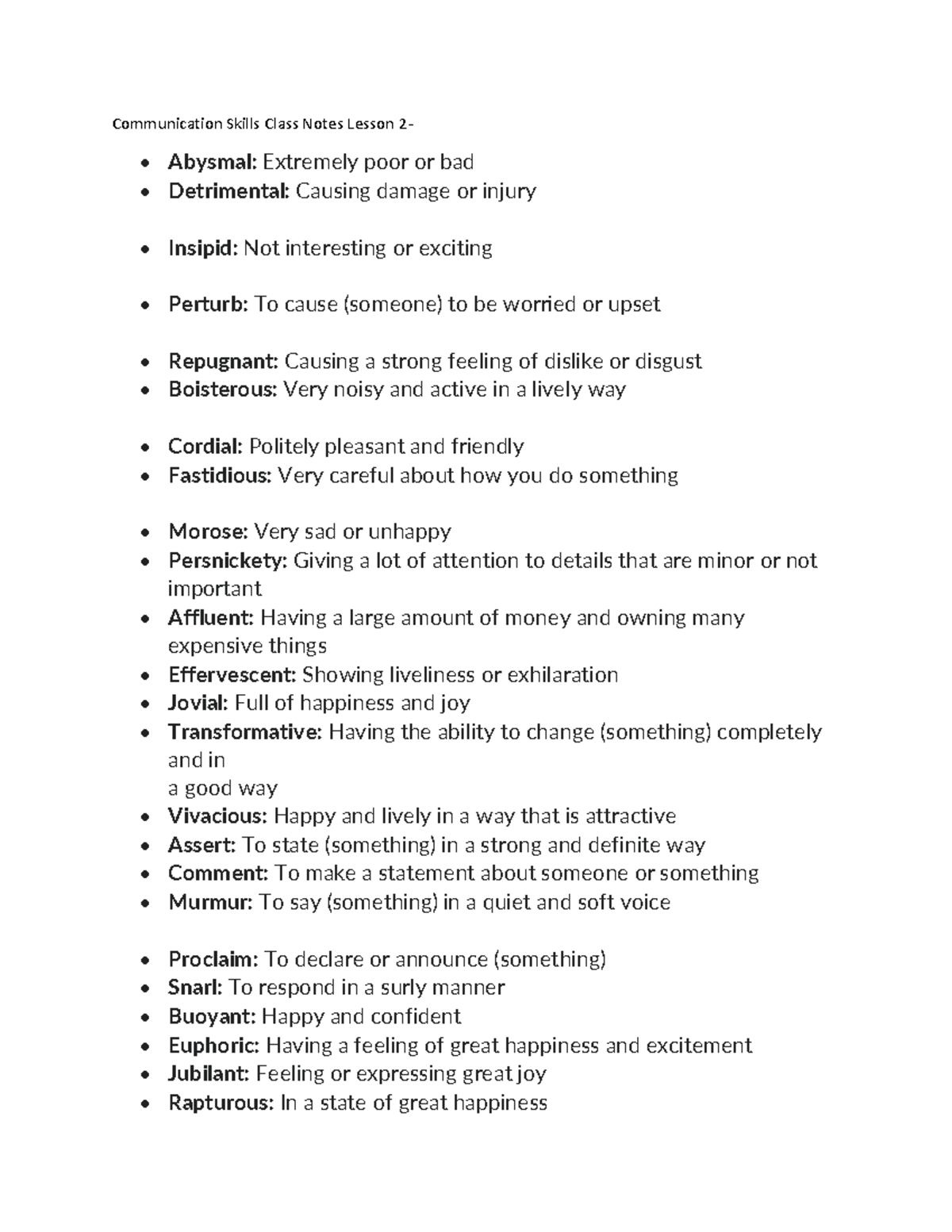 Communication Skills Class notes Lesson 1- - Studocu