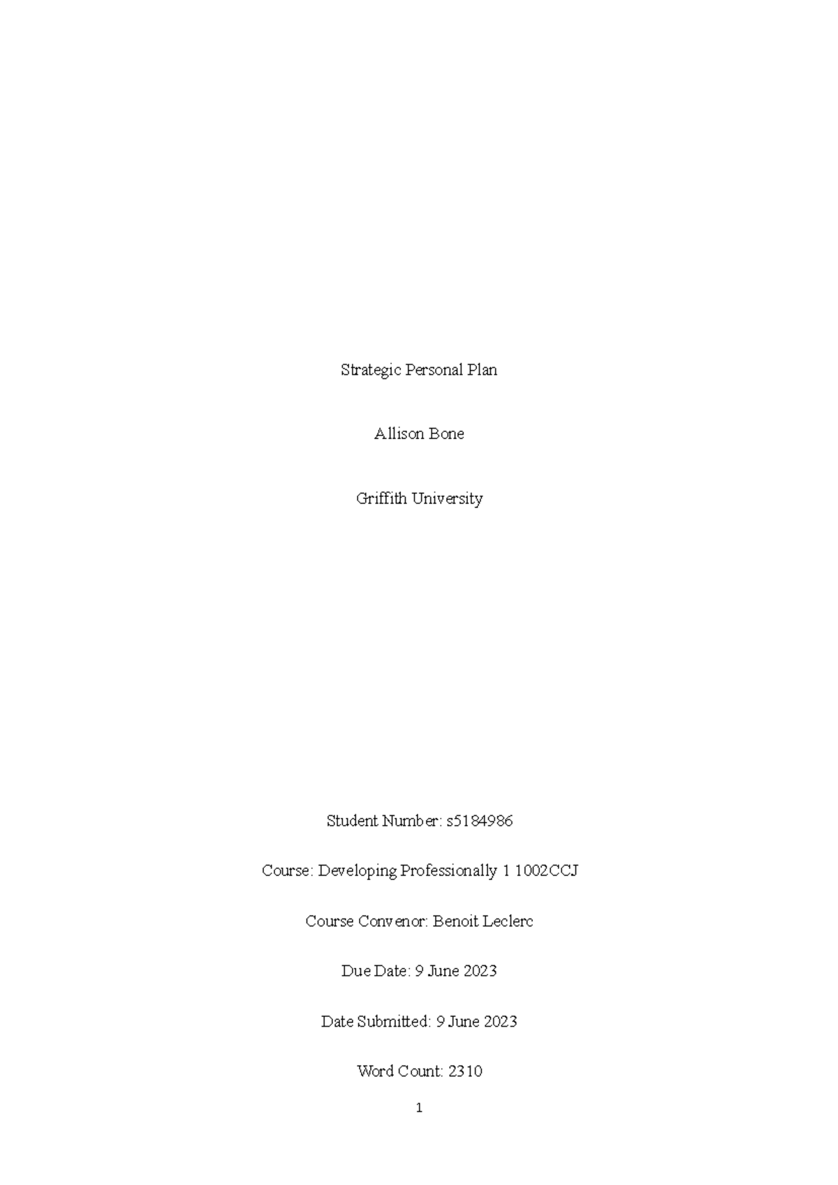 Developing Professionally 1 1002CCJ Essay 3 1002CCJ - Strategic ...