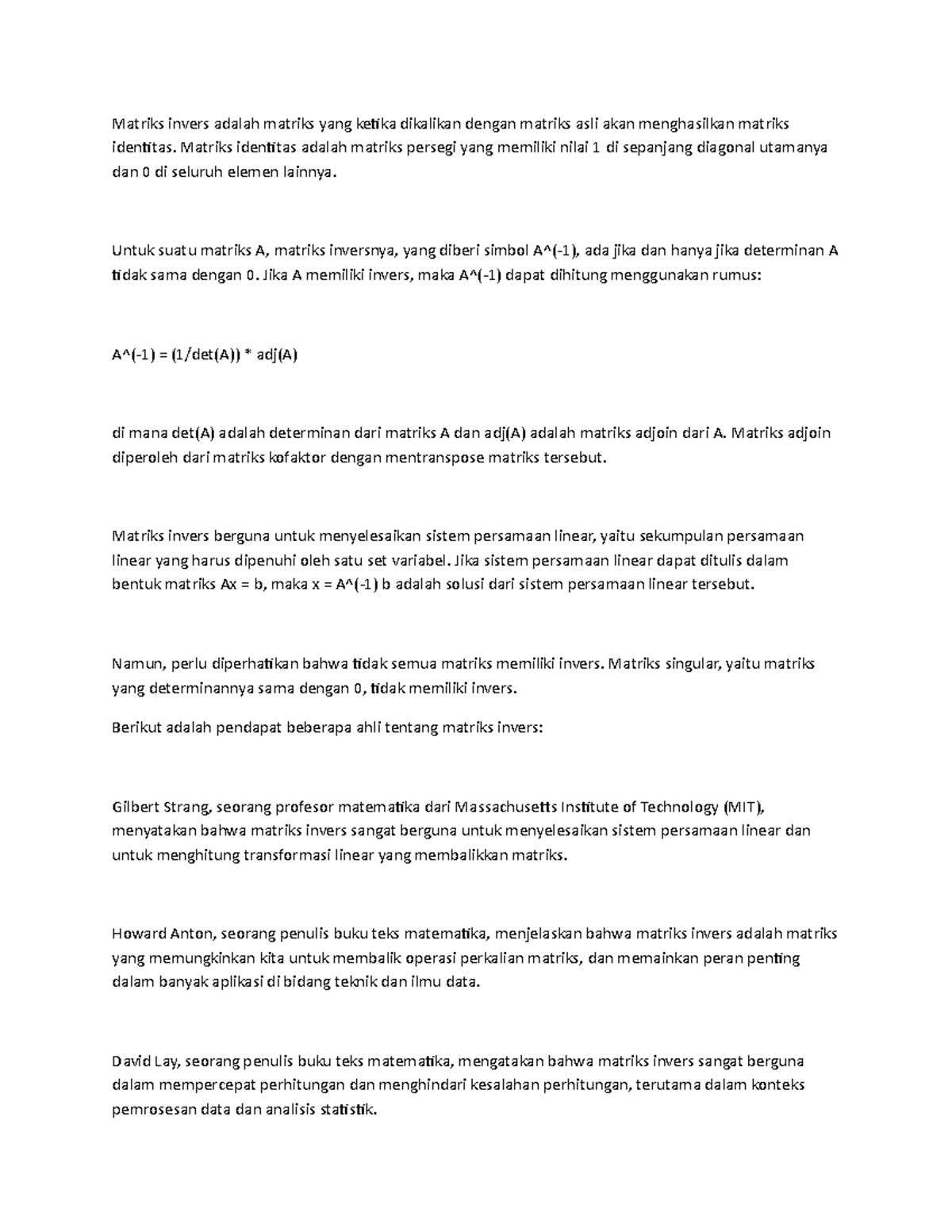 Matriks invers - Matriks identitas adalah matriks persegi yang memiliki ...