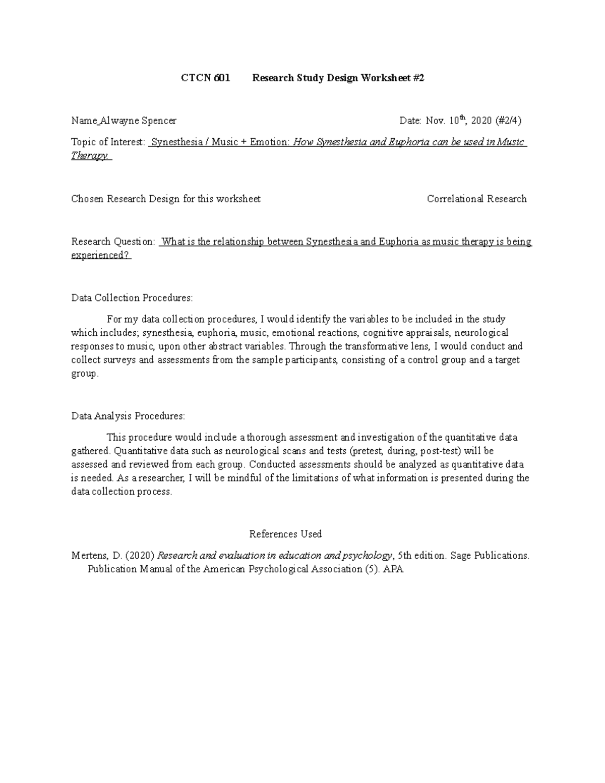 Research Design Worksheet #2 - ARTS 515 - Studocu