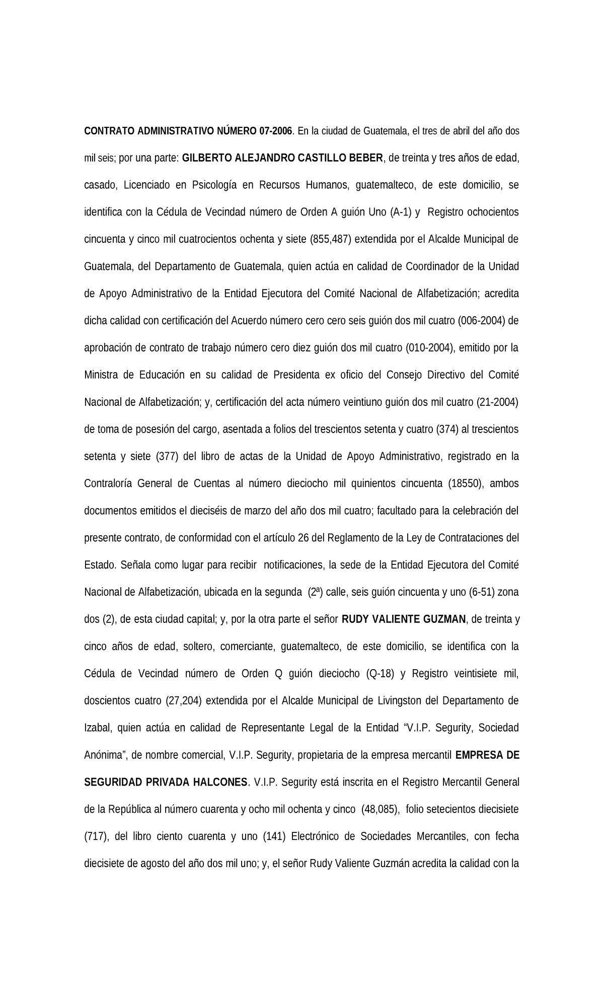 2001 15@Contrato 07-2006 Seguridad Conalfa 2006 - CONTRATO ...