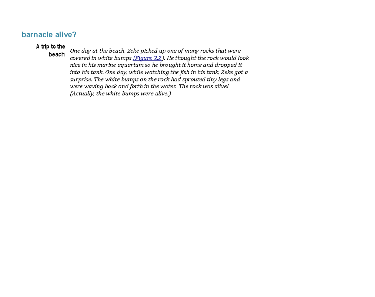 Barnacle - barnacle alive? A trip to the beach One day at the beach ...