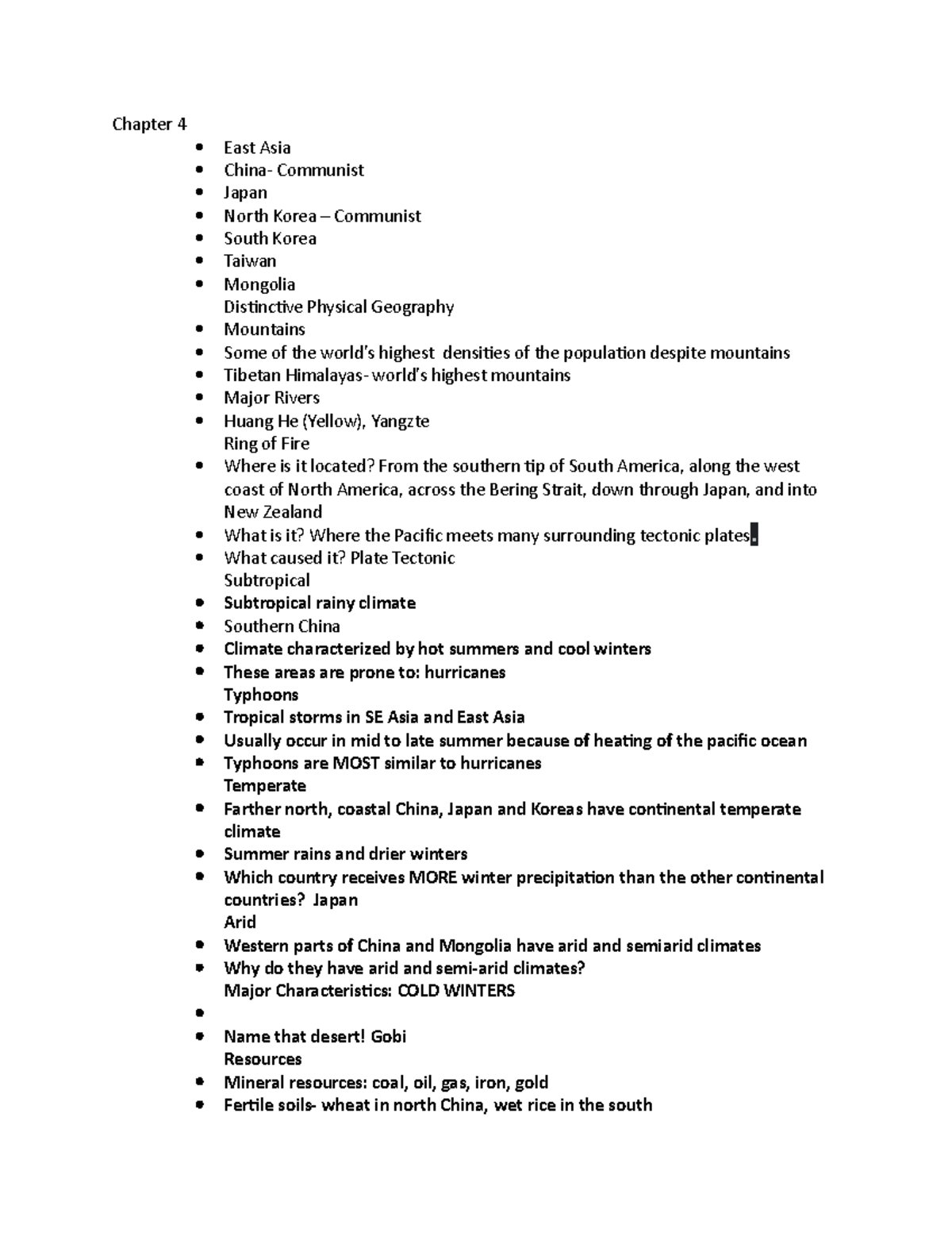 Chapter 4 - notes - Chapter 4 East Asia China- Communist Japan North ...