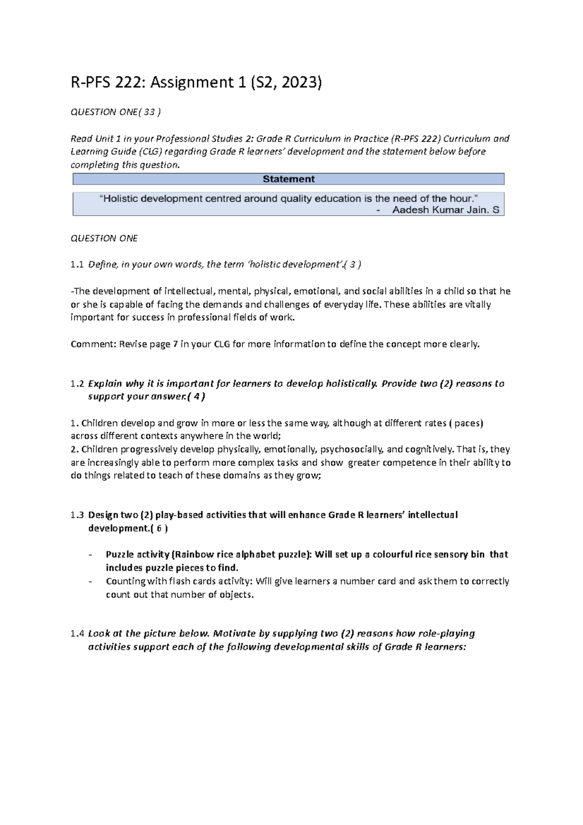 R-PFS 333 Assignment 1 AND 3 - R-PFS 222: Assignment 1 (S2, 2023 ...