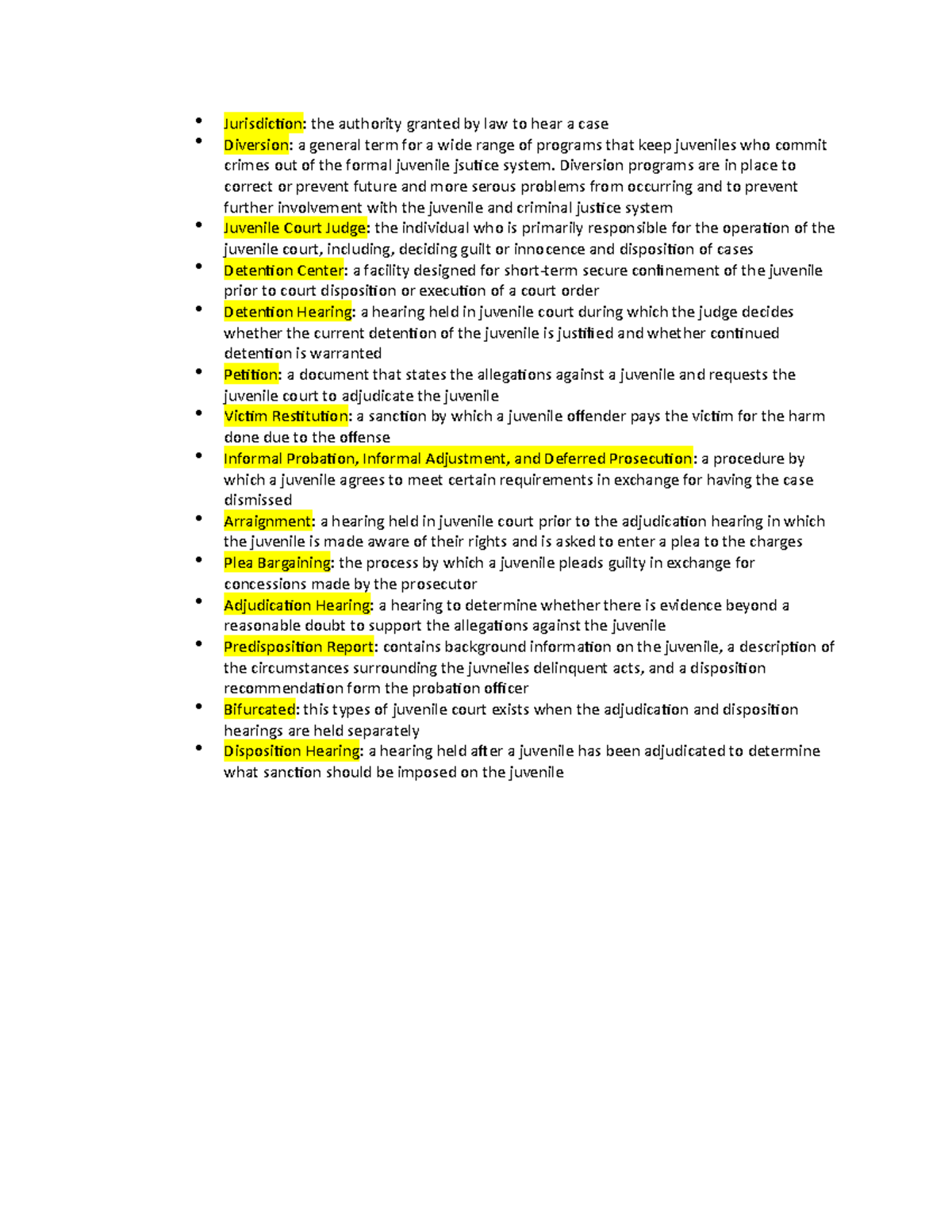 Ch. 9 Vocab - Jurisdiction: the authority granted by law to hear a case ...