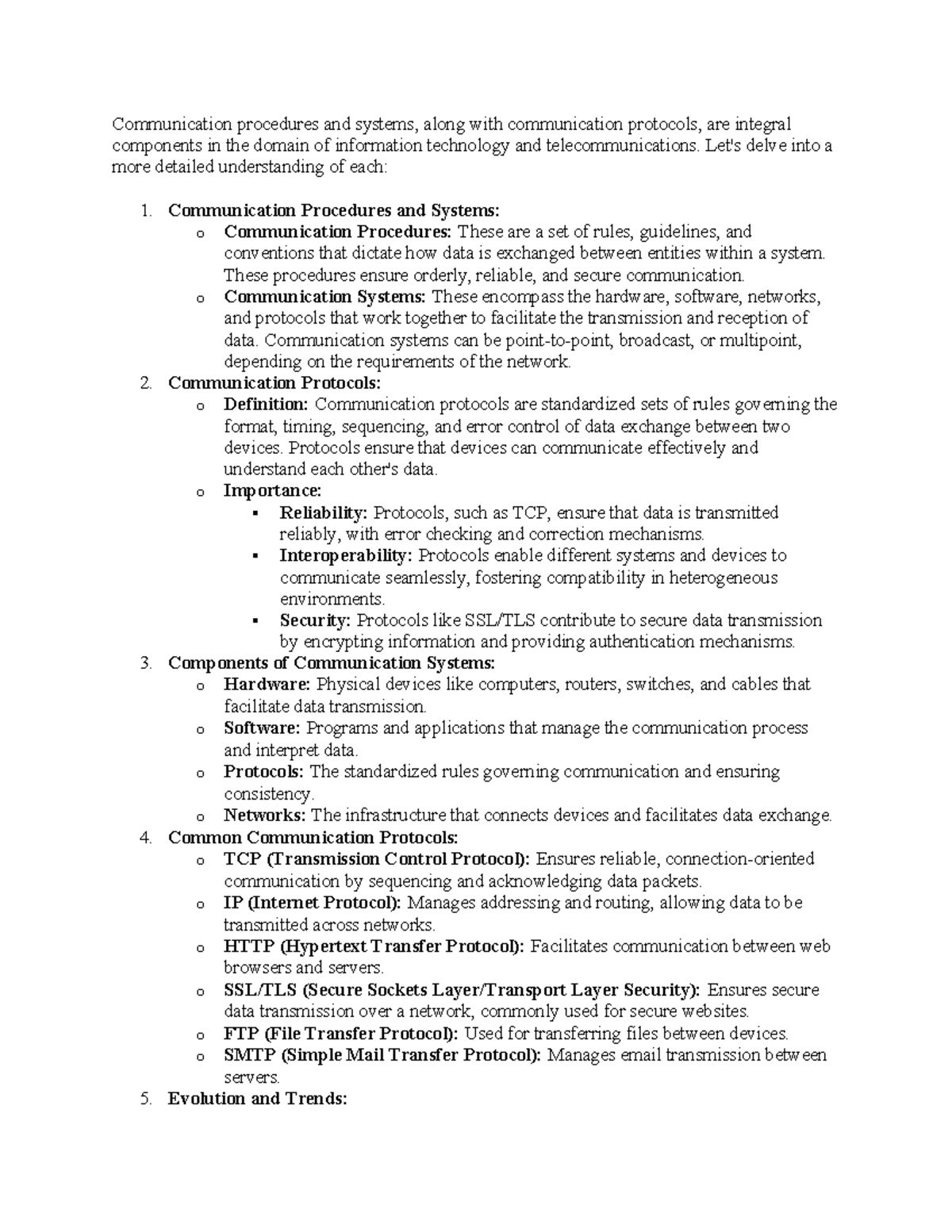 Communication procedures and systems - Let's delve into a more detailed ...