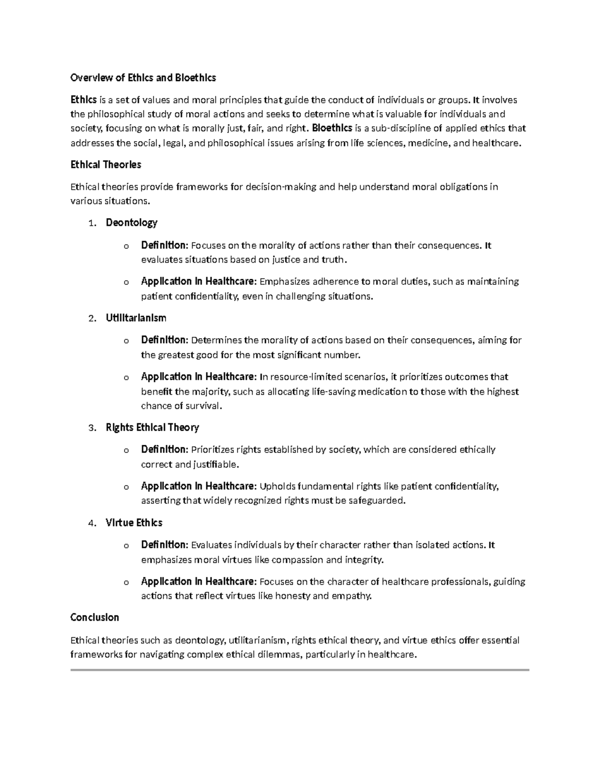 Overview of Ethics and Bioethics 0 - Overview of Ethics and Bioethics ...