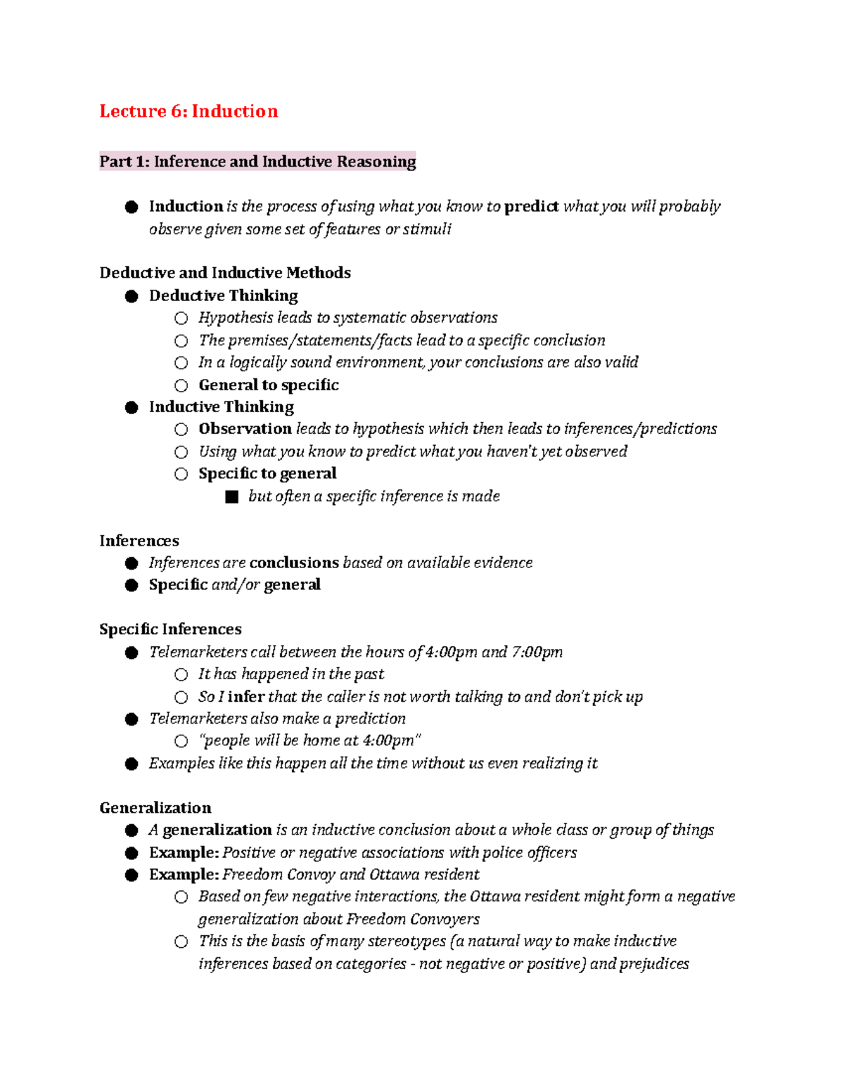 Lecture 6 Induction - 2022- Minda - Lecture 6: Induction Part 1: Inference and Inductive ...