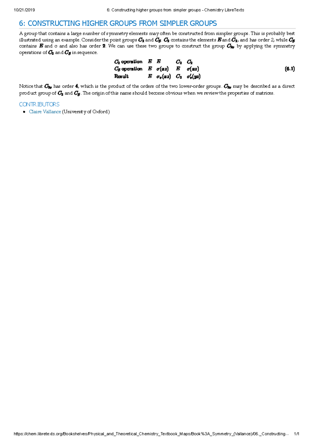 Constructing higher groups from simpler groups - Chemistry Libre Texts - - Studocu