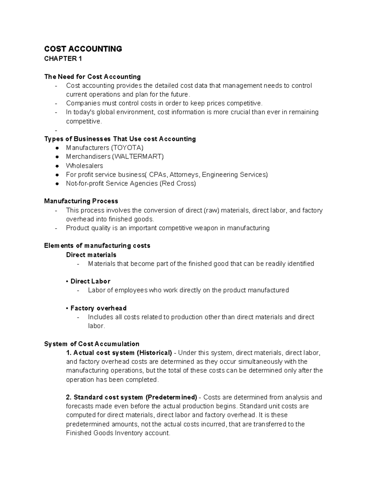 Cost accounting - Companies must control costs in order to keep prices ...