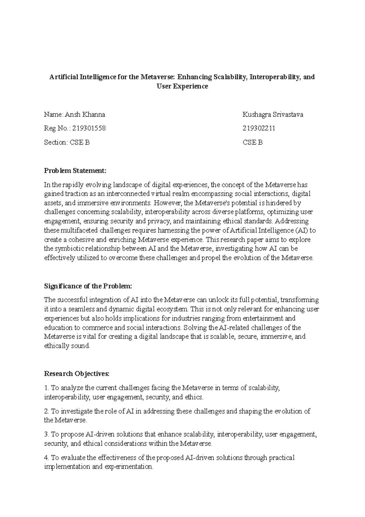 Research Paper - Notes - Artificial Intelligence for the Metaverse ...