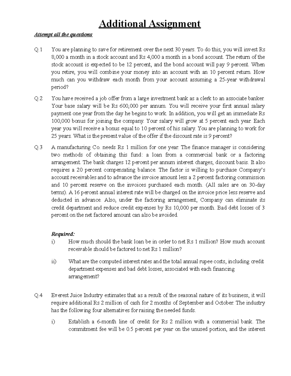 Additional Assignment for CFD - Additional Assignment Attempt all the ...